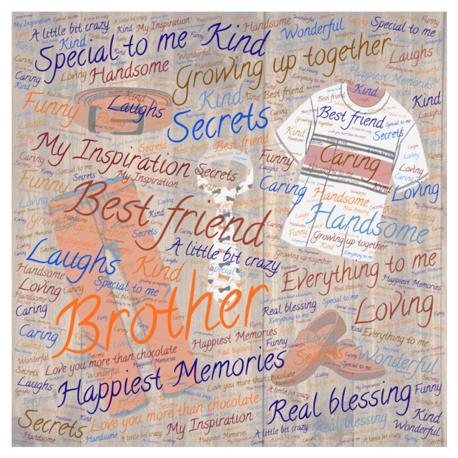 Brother Word Art, Printable Wall Art Brother Gift, Brother Birthday ...