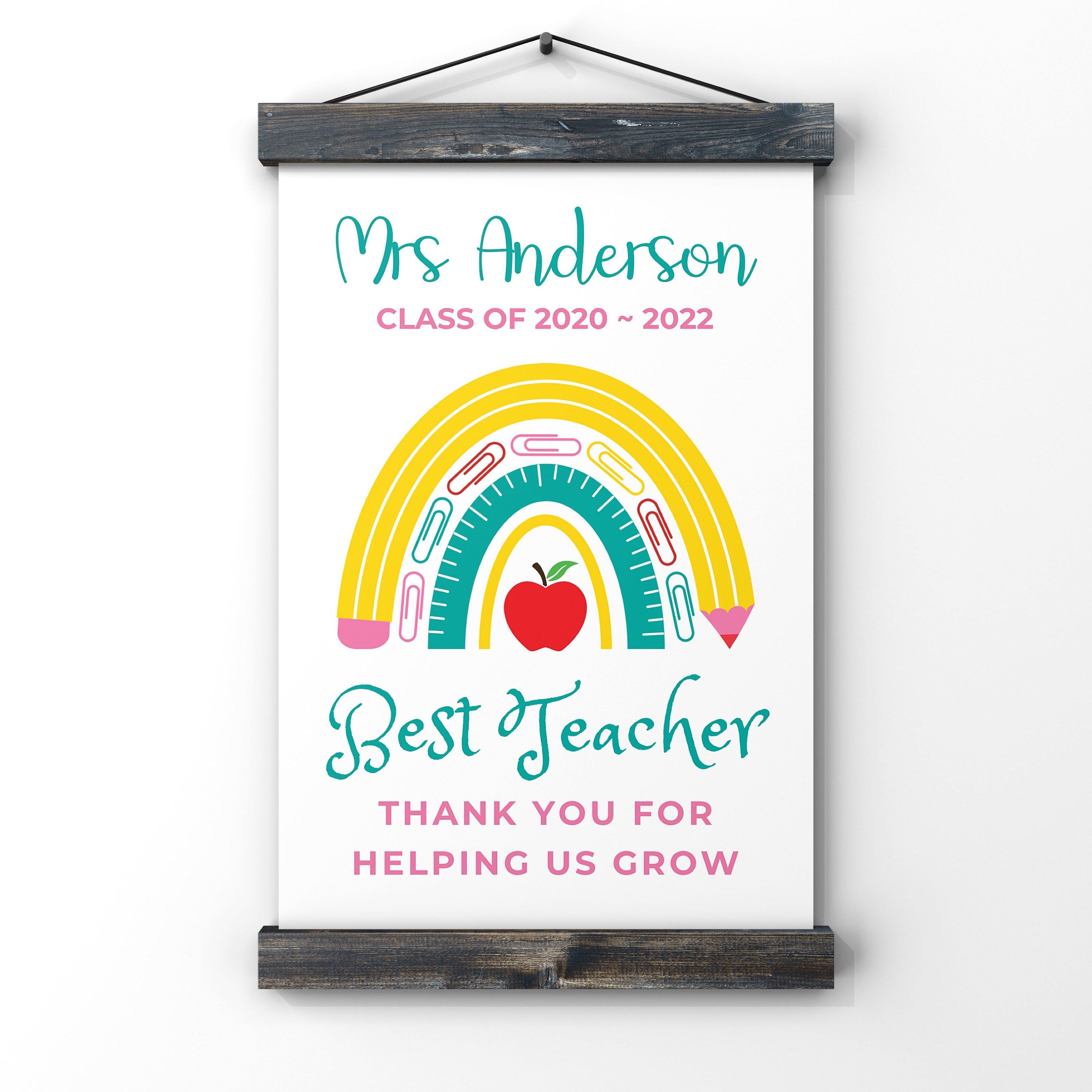 Personalised Thank You Teacher Printable Gift Best Teacher Rainbow ...