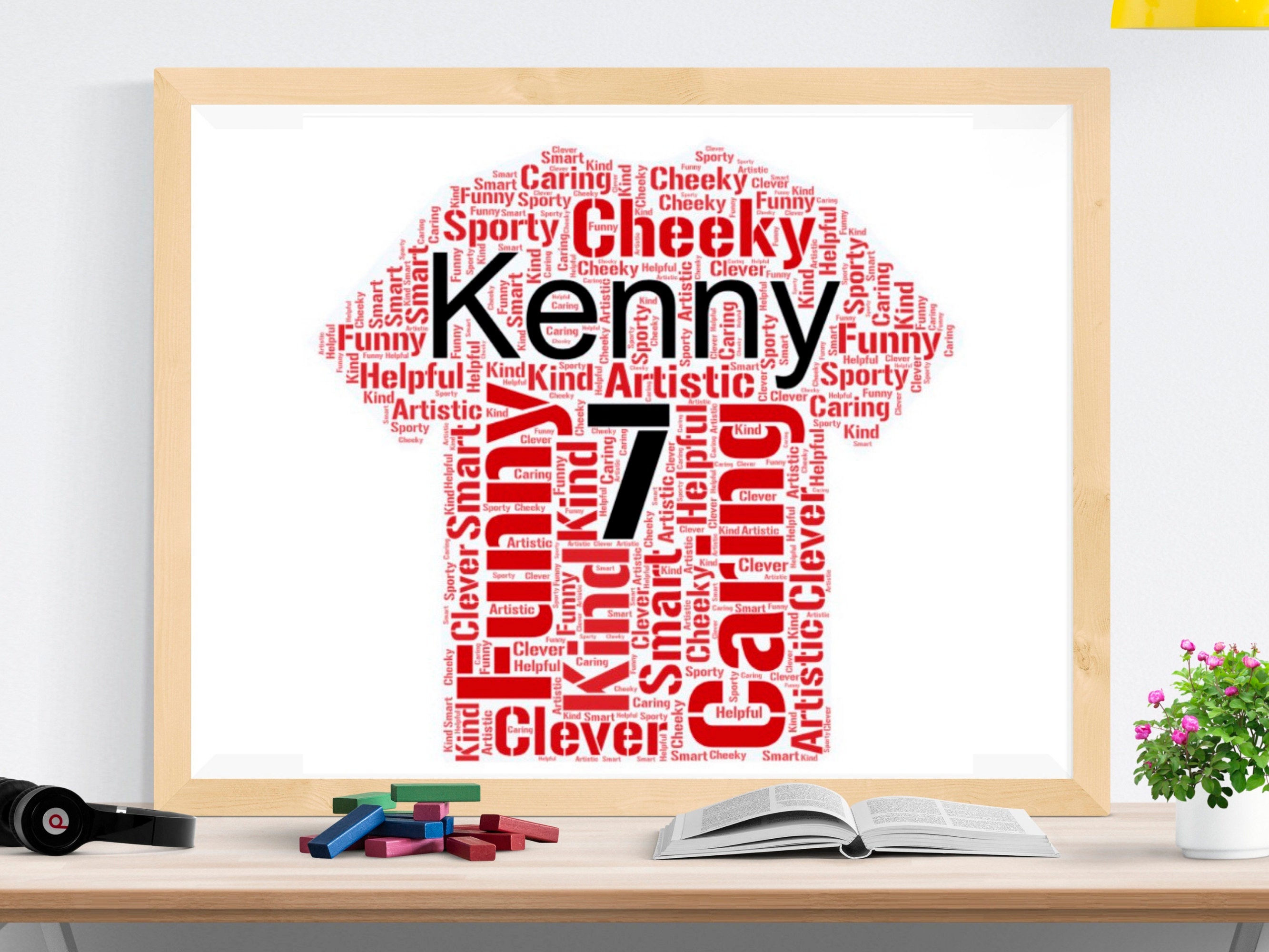 Personalised Football Shirt Custom Word Art Print Gift - Etsy