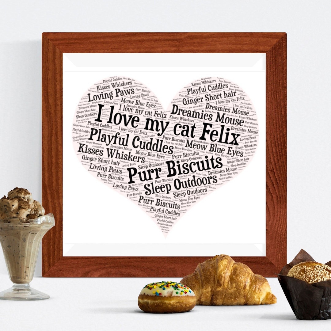 Personalised I Love My Pet Printable Wall Art Black & White Heart Word ...