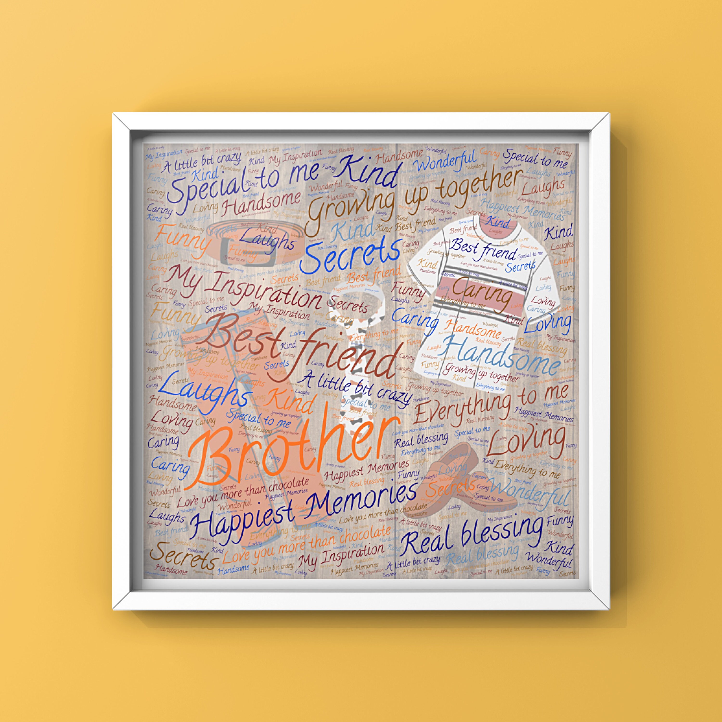 Brother Word Art, Printable Wall Art Brother Gift, Brother Birthday ...