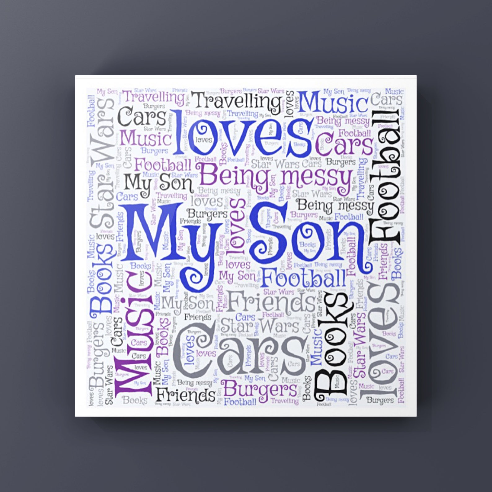 Personalised Son Word Art, Birthday Gift Son, Gifts for Him, Word Cloud ...