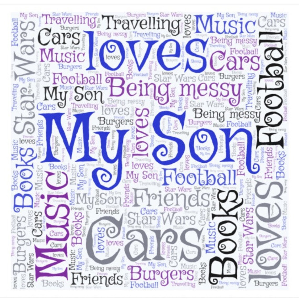 Personalised Son Word Art Birthday Gift Son Gifts for Him - Etsy