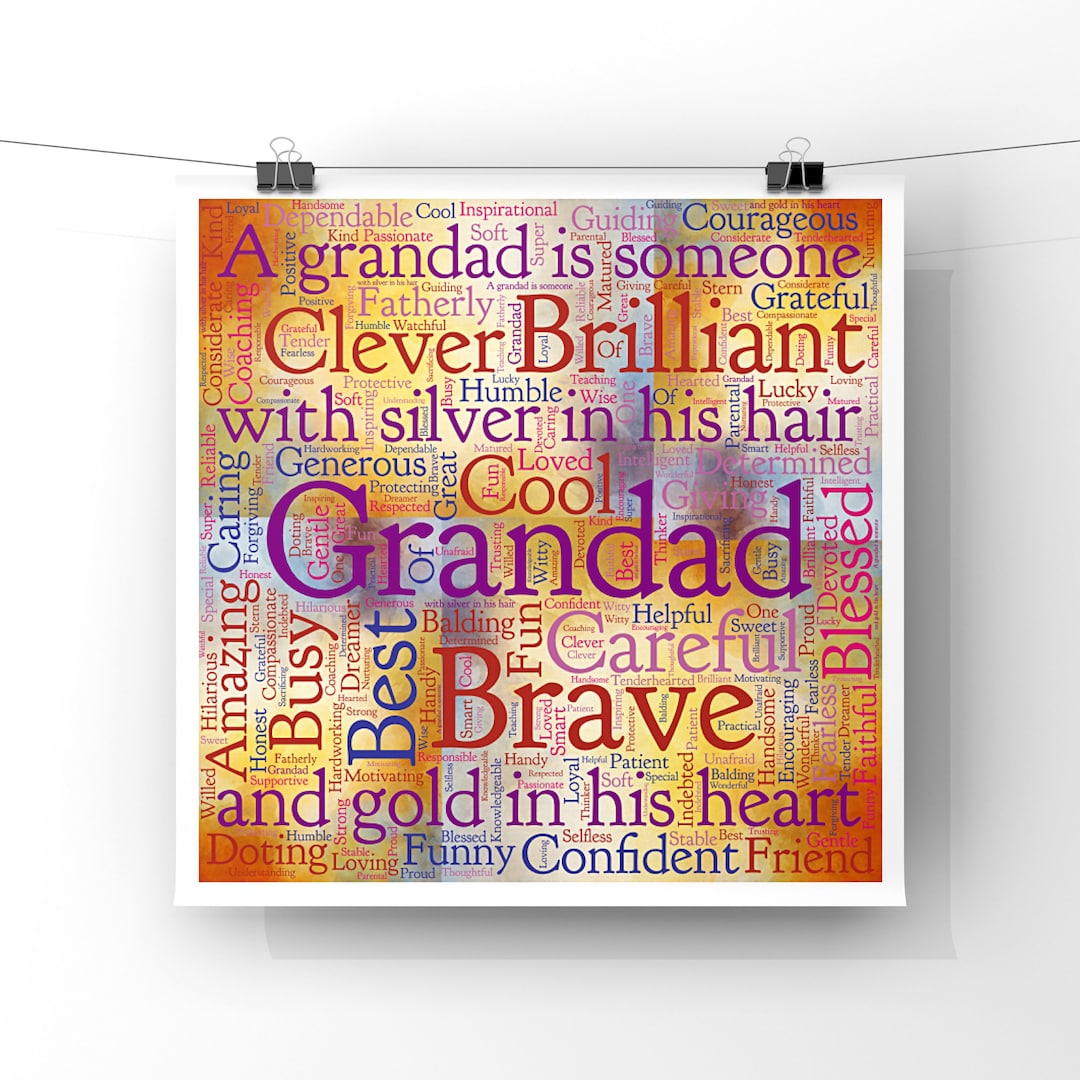 Grandad Word Art, Opa Großvater Geburtstag, Ruhestand Geschenkidee ...