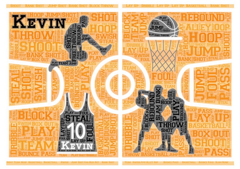 Basketball Word Art Custom Print, Personalised Sports Word Cloud ...