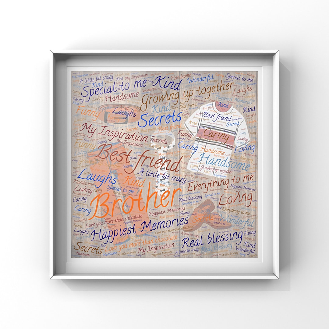 Brother Word Art, Printable Wall Art Brother Gift, Brother Birthday ...