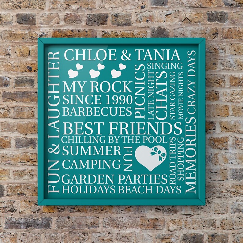 Custom Friendship Word Cloud, Printable Wall Art, Birthday Leaving Gift ...