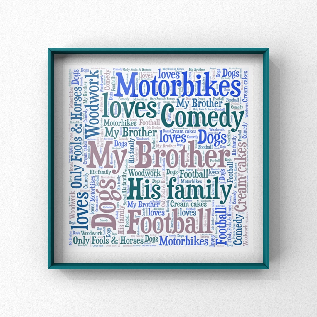 Personalised Brother Word Art Gift, Birthday Gifts for Brother ...