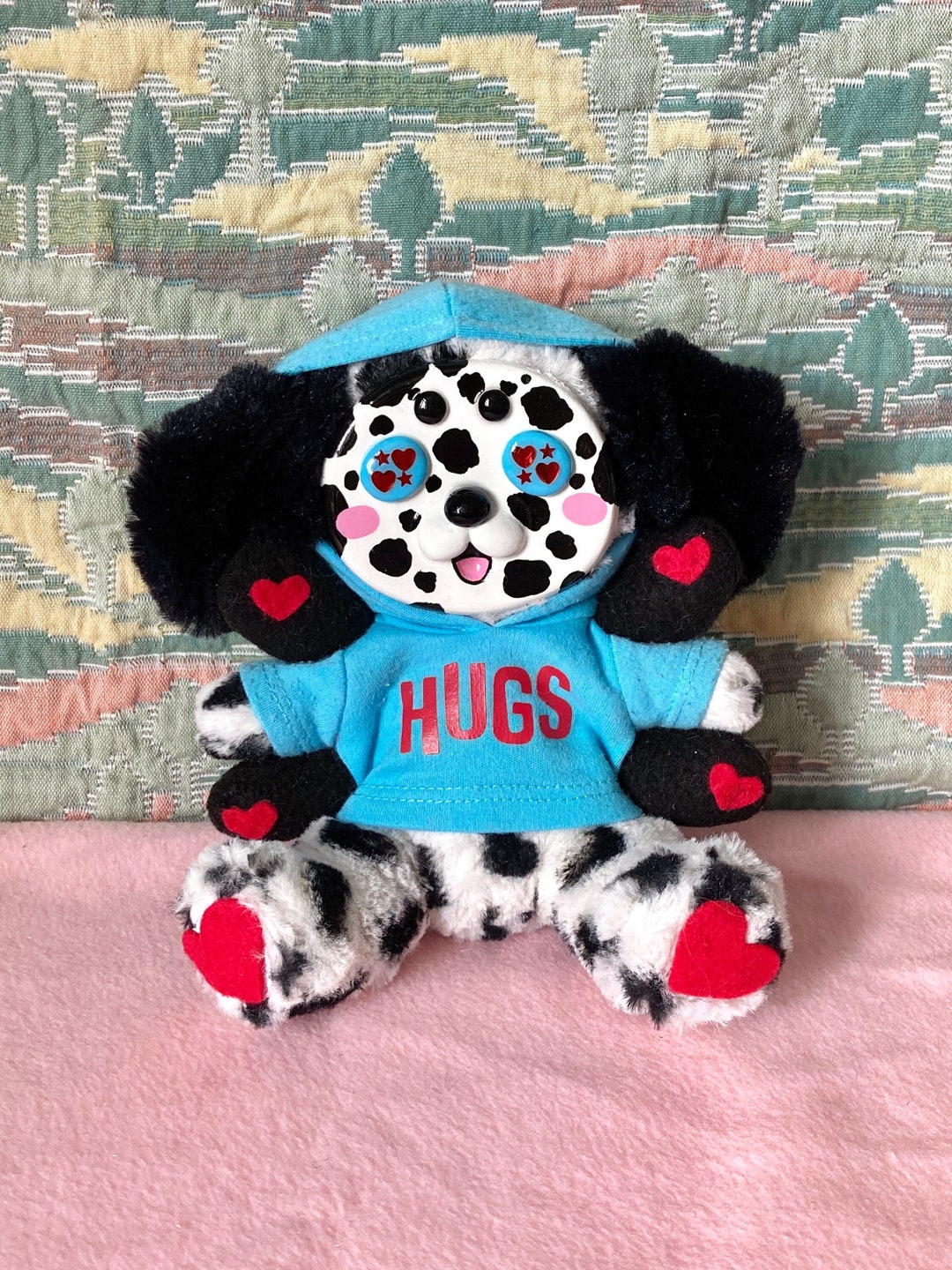 Dalmation, Upcycled Plush, Clay Face Plushies, Hug Monster, Unique Art ...