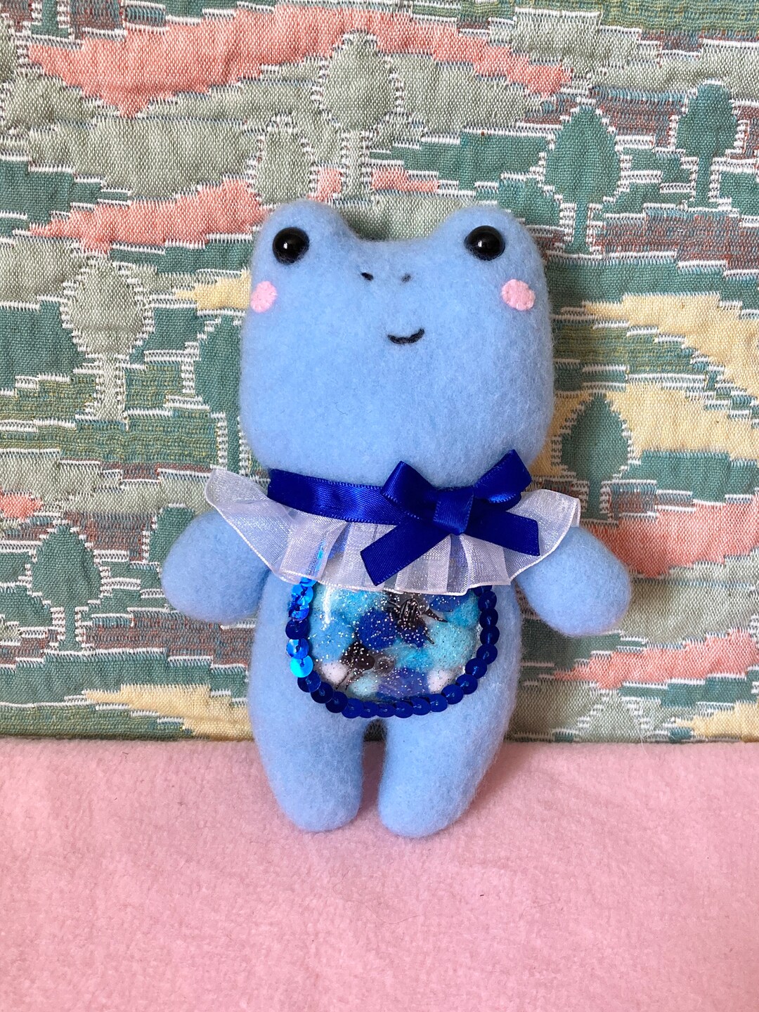 Blue Frog Plush, Handmade Plushies, Tummy, Cute Art Doll, Frogs, Flies ...