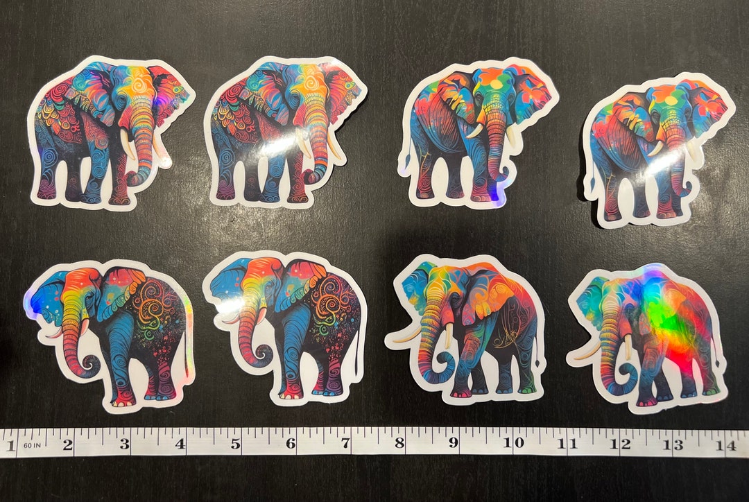 Colorful Elephant Vinyl Sticker Set - Safari Animal Stickers - Etsy