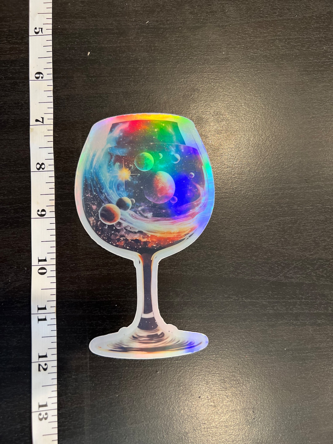 Holographic Planets Wine Glass Sticker, Alcohol Decal. Universe Wine ...