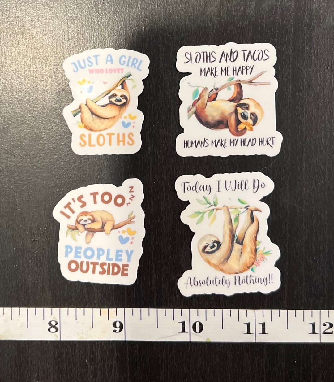 Set of 4 Sloth Cute Funny Stickers Pack for Laptop Planner Tumbler ...