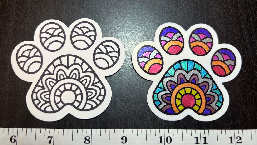 Holographic or Non Holo Paw Print Color Your Own Sticker Small Paw ...