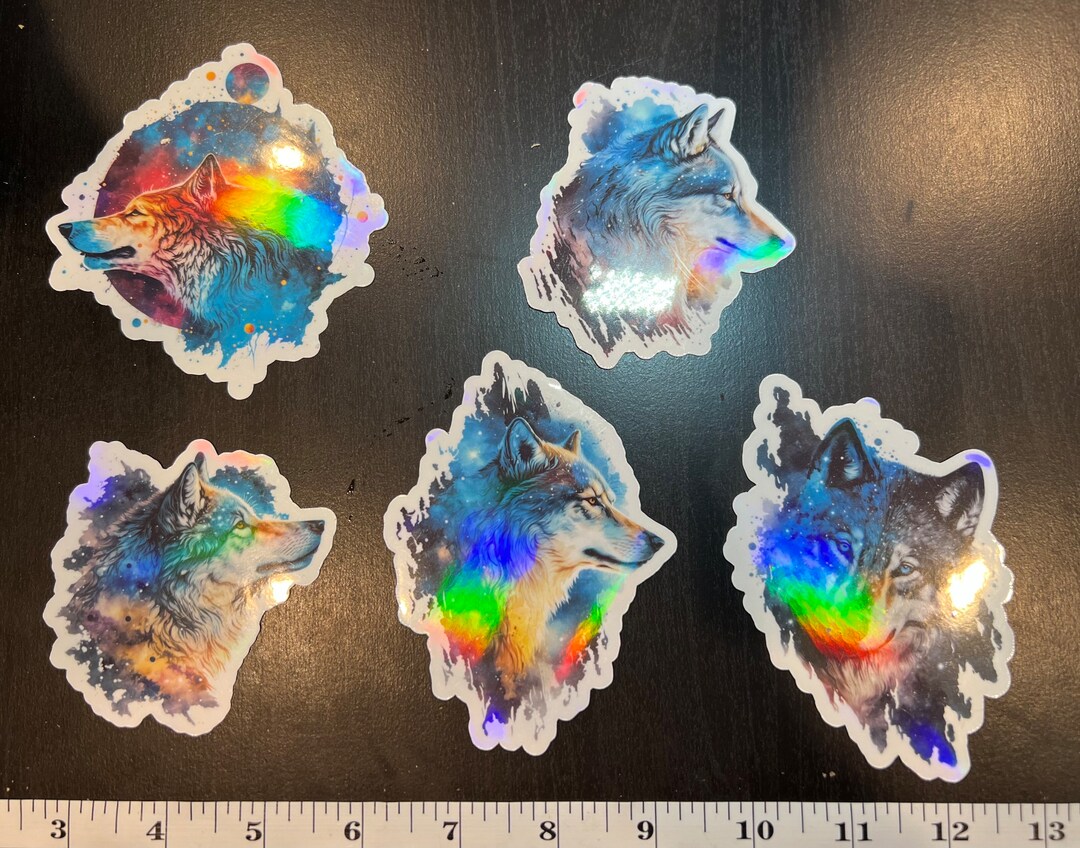 Holographic Wolf Stickers: Waterproof Wildlife Decals - Etsy