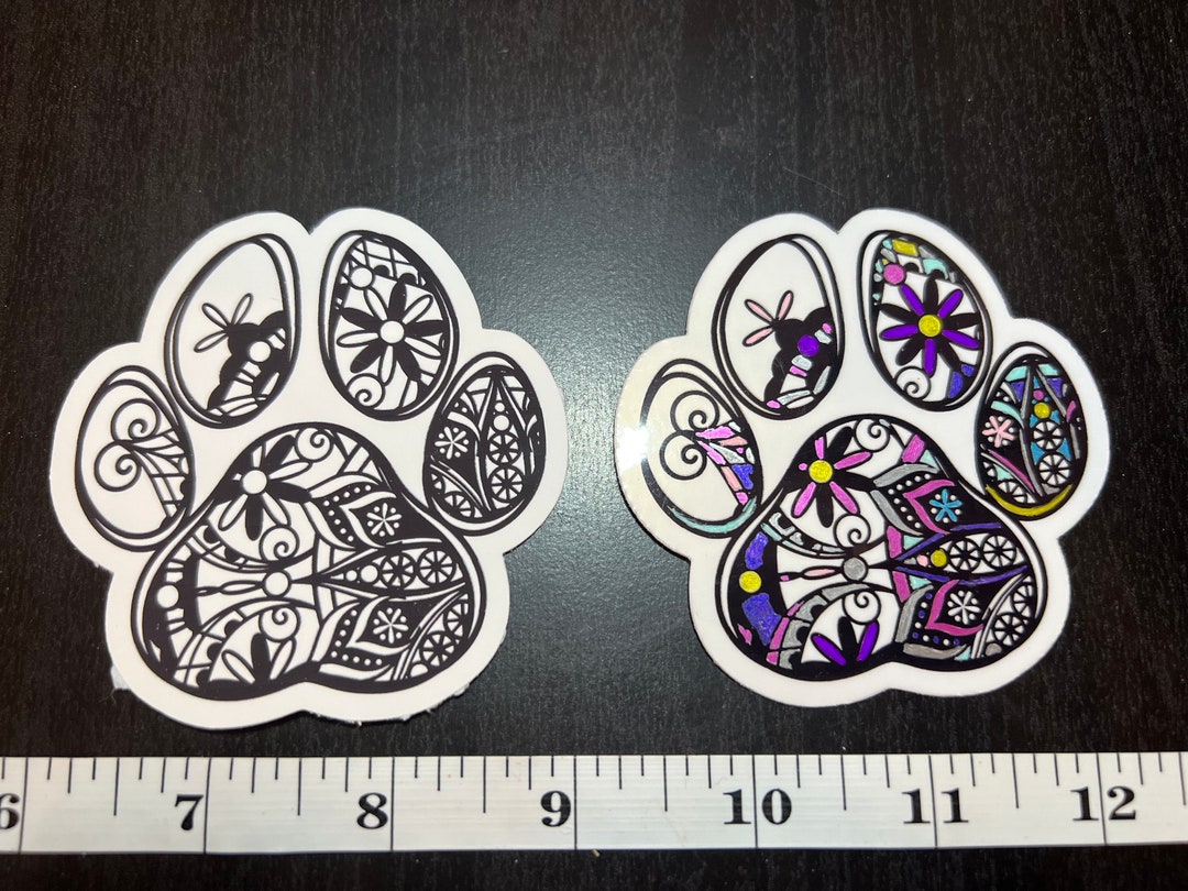 Holographic or Non Holo Paw Print Color Your Own Sticker Small Paw ...