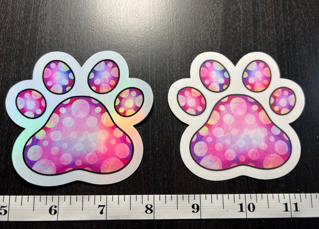 Holographic Paw Print Sticker Small Paw Print Stickers Vinyl Sticker ...