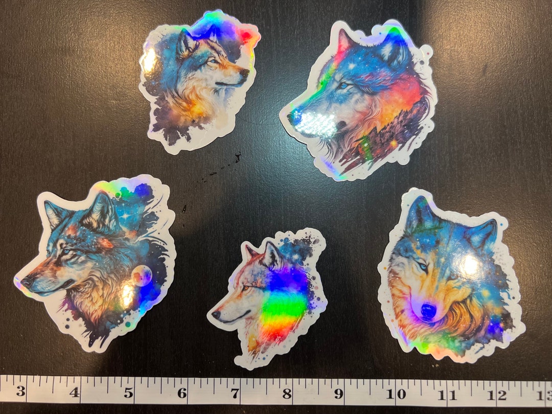 Star and Moon Wolf Stickers | Moon Wolfstickers | Wildlife Stickers ...