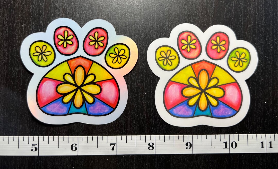 Holographic Paw Print Sticker Small Paw Print Stickers Vinyl Sticker ...