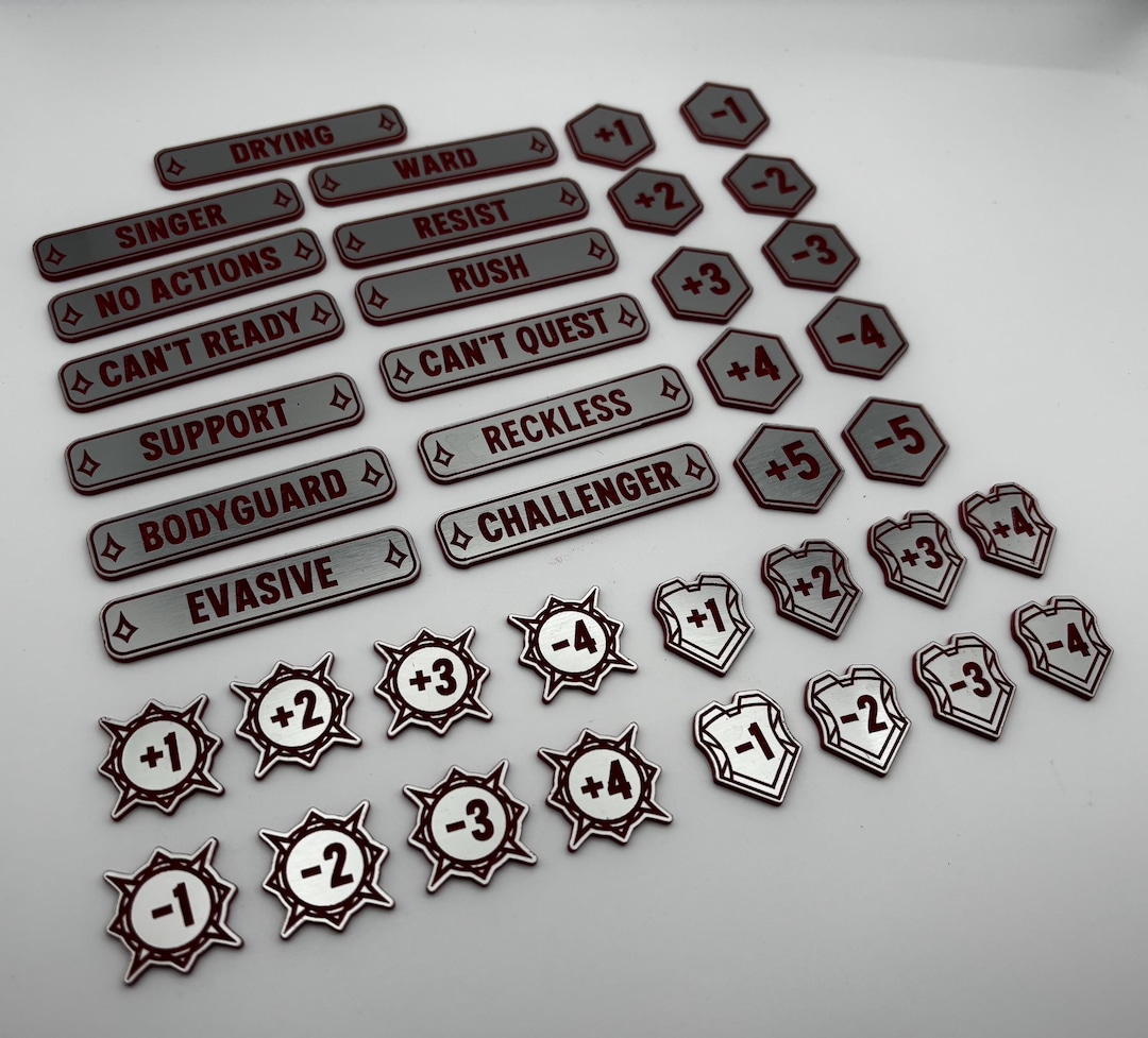 Lorcana Tokens - Acrylic Metallic Red - Strength, Willpower, Keyword ...