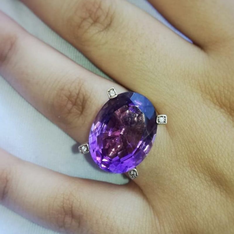 Large Amethyst Ring - Etsy UK