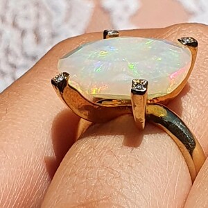Unusual Opal Ring, One of a Kind Opal Ring, Fire Opal Ring, Natural Opal Ring, Opal Diamond Ring ...