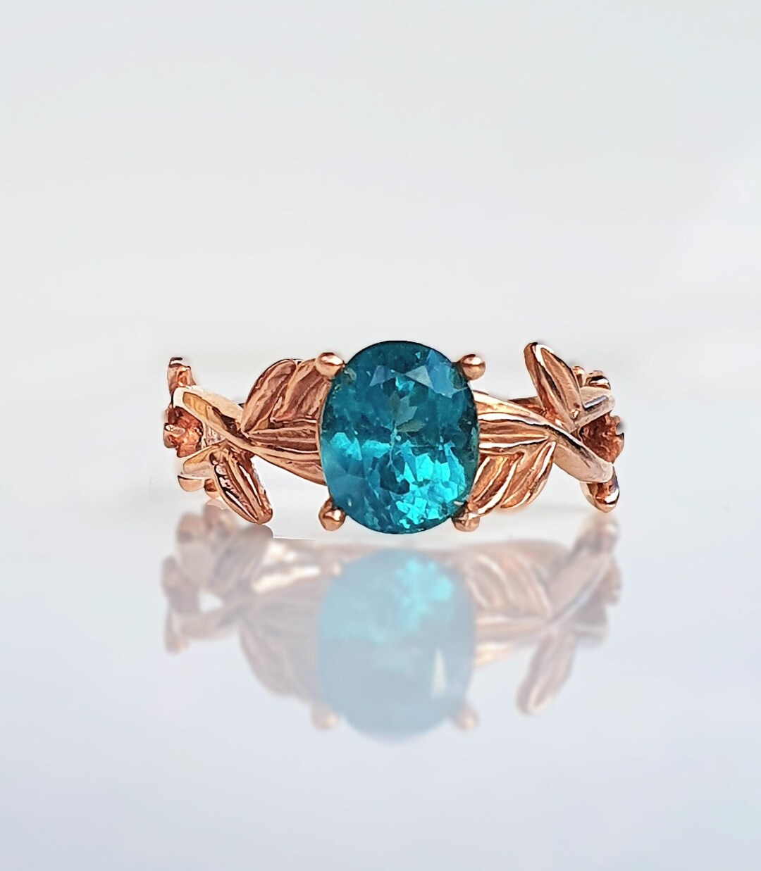 Blue Engagement Ring 14K Solid Gold Apatite Ring, Blue Promise Ring ...