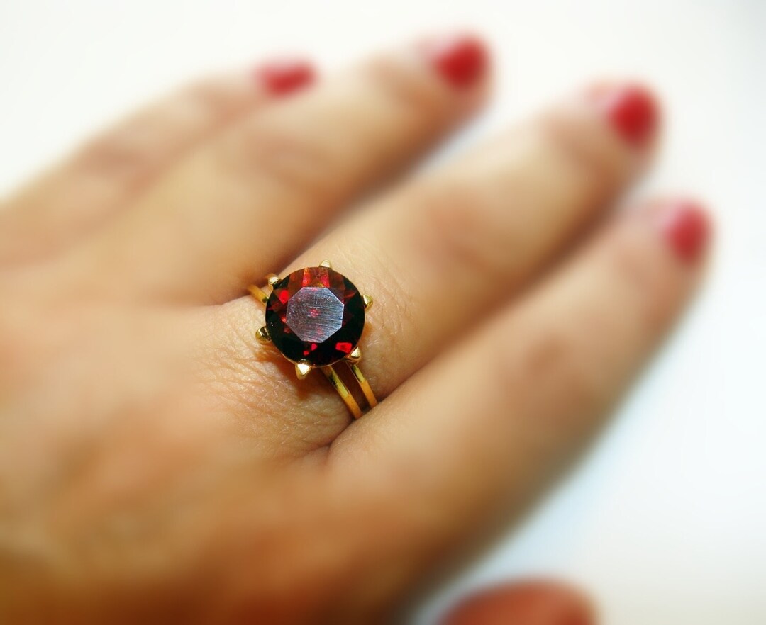 Engagement Ring, Gemstone Engagement Ring, Garnet Engagement Ring ...