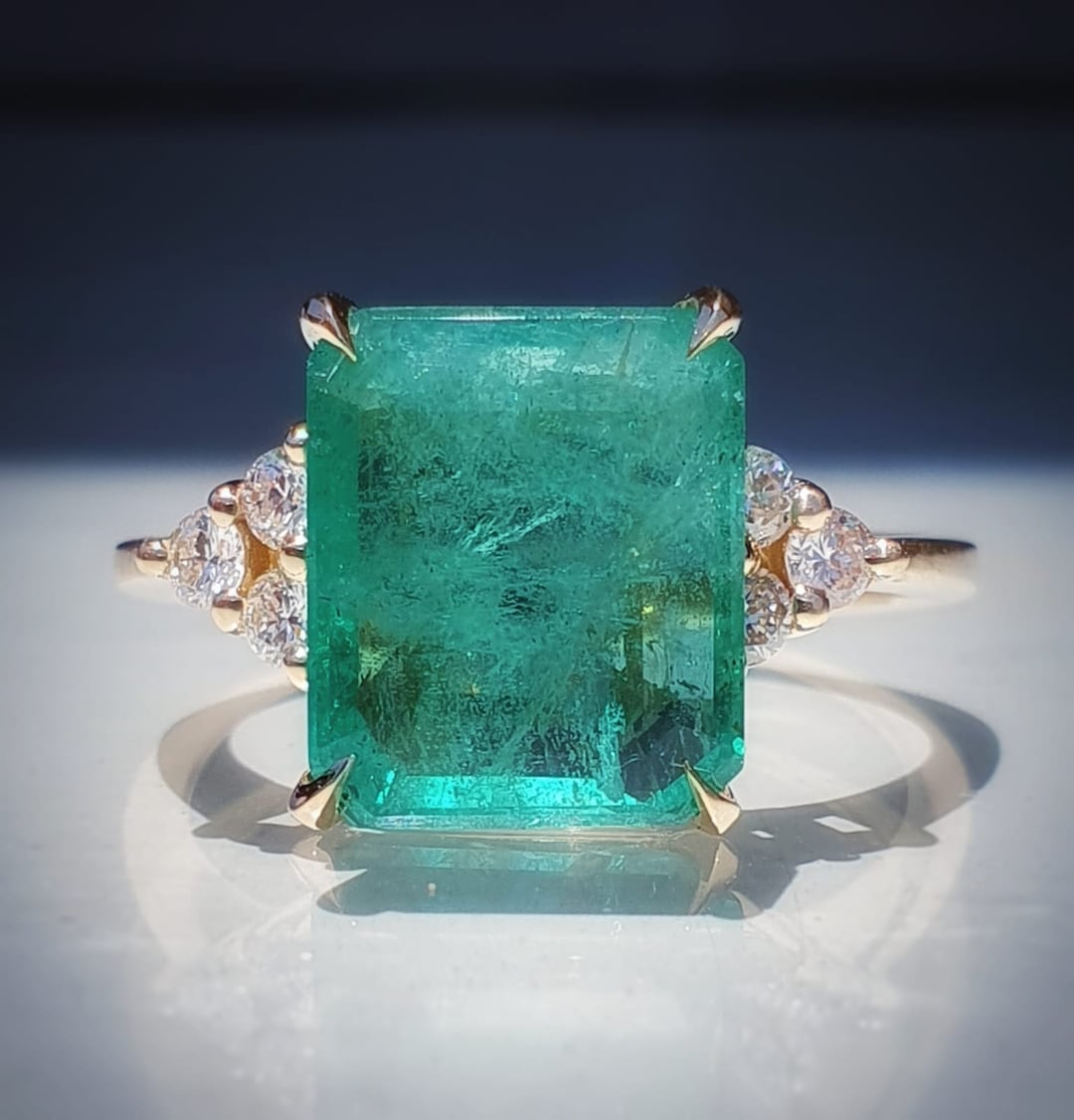 5 CT Natural Emerald Ring,18k Emerald Ring,art Deco Emerald Cut Ring ...