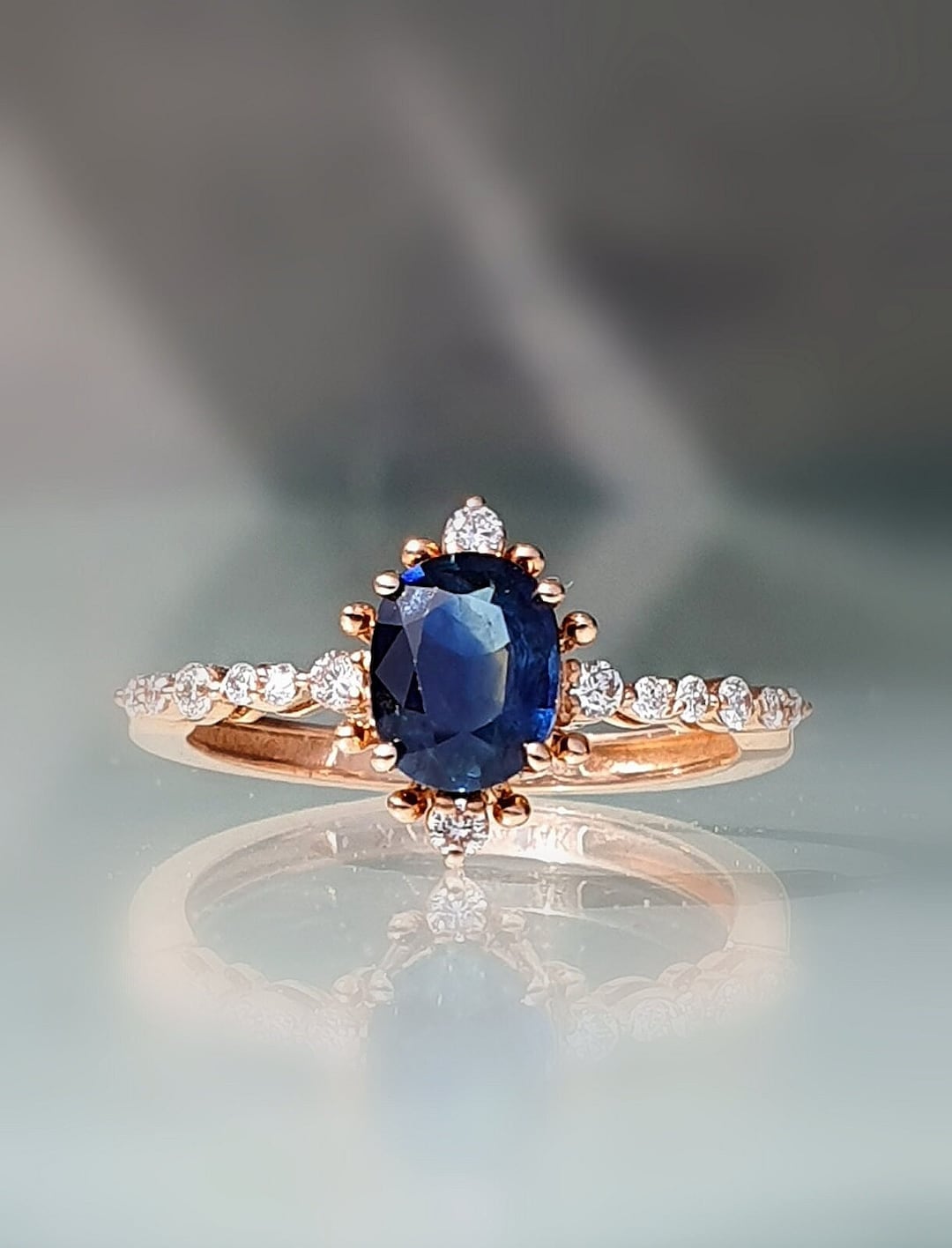 Sapphire Diamond Engagement Ring, Natural Sapphire Ring ,blue Sapphire ...
