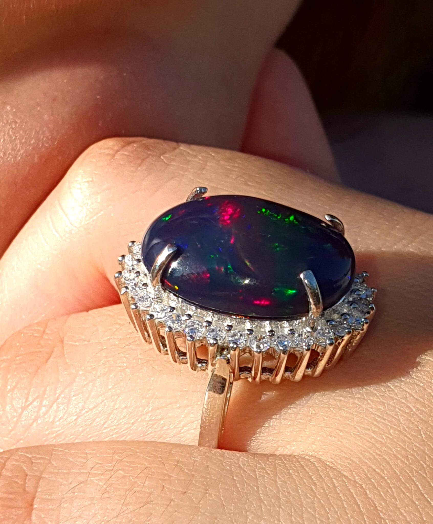 10 CT Natural Opal Ring Opal Diamond Ring Opal Halo Ring 14K 18K Gold Opal Ring Huge Opal Ring Fire Opal Ring Black Opal Ring Fine Rings Etsy