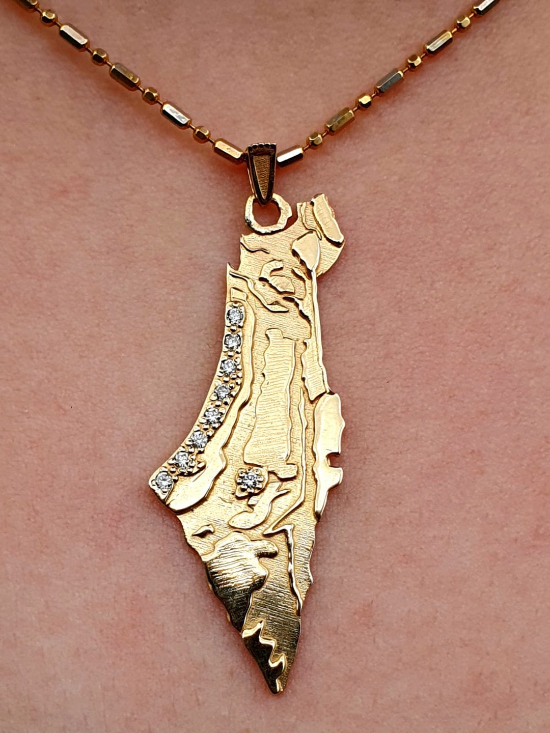 Israel Map Pendant Necklace, 14k/18k Solid Gold/silver,jewish Gift for ...