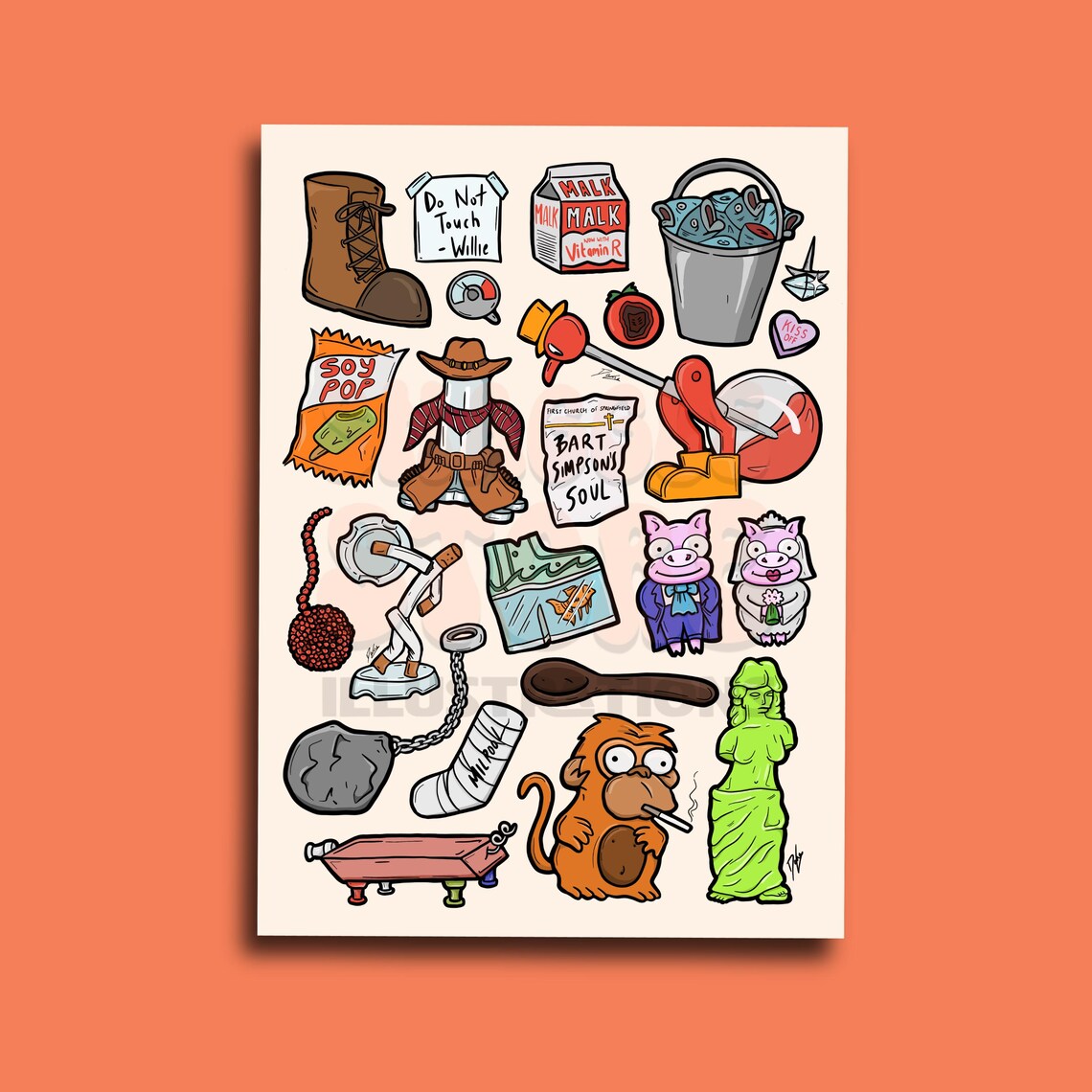The Simpsons Obscure Objects Print | Poster | Illustration Print Wall ...