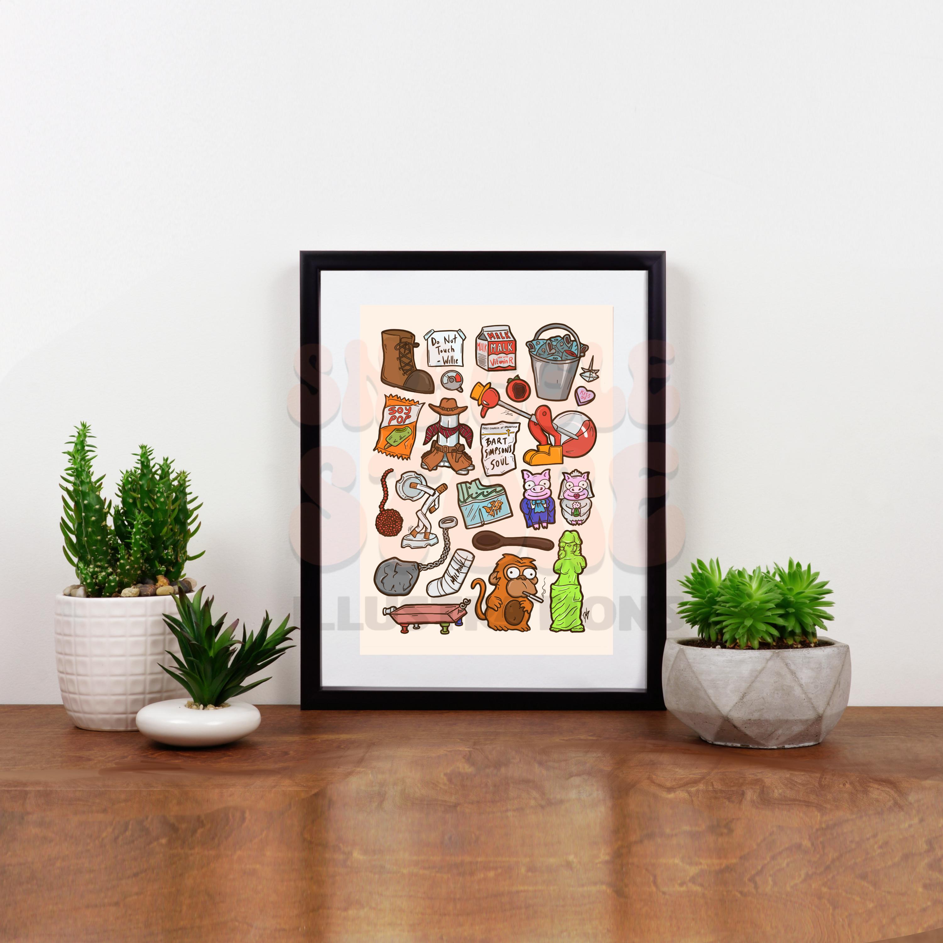 The Simpsons Obscure Objects Print | Poster | Illustration Print Wall ...