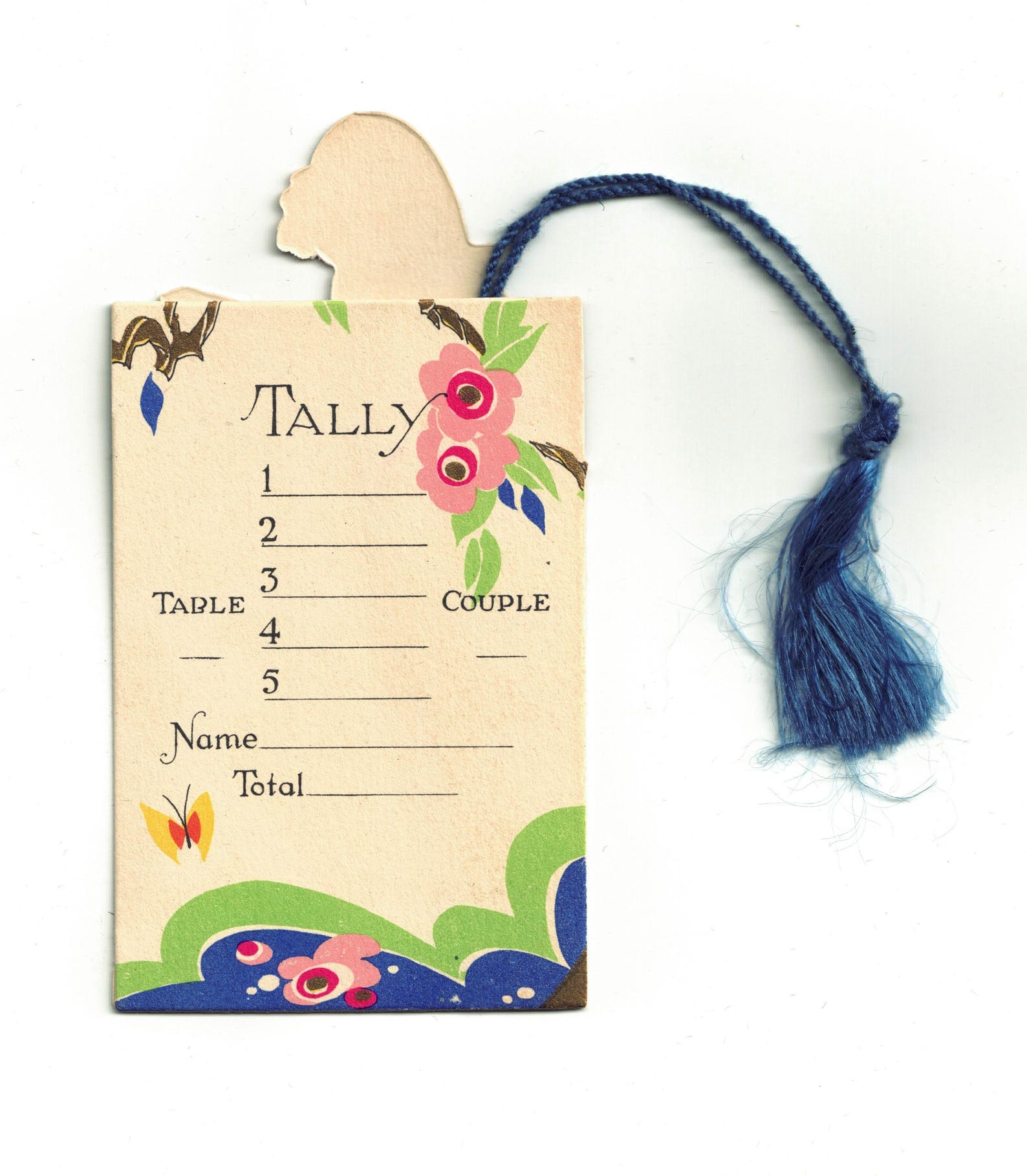 Vintage 1920s Bridge Tally Card, Woman in Masquerade Dress With Mask ...