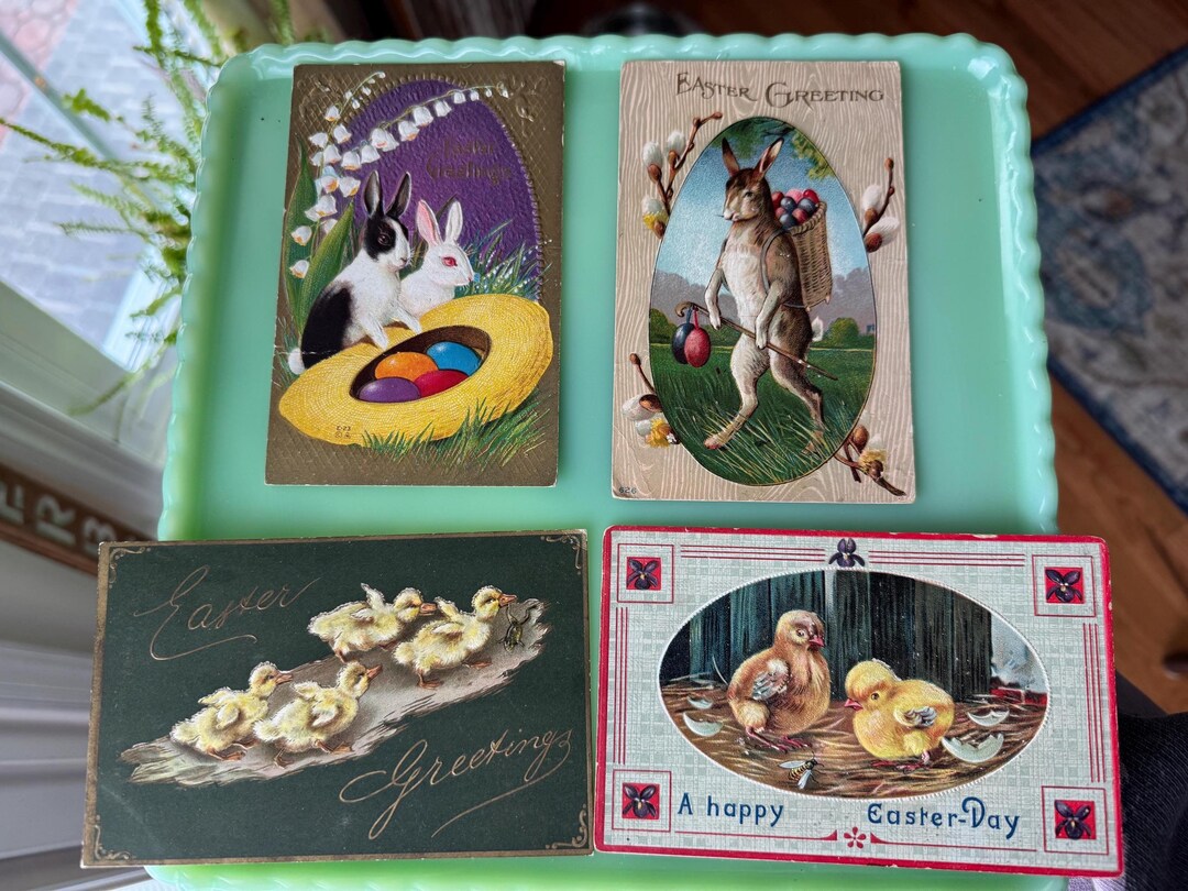 Vintage 1900s-1910s Easter Postcards, Bunnies, Baby Ducks and Easter ...