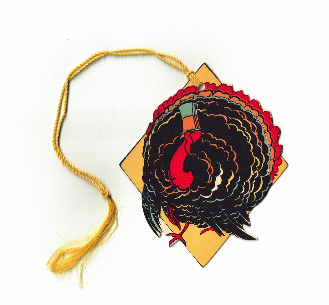 Vintage 1920s Bridge Tally Card, Thanksgiving Turkey, Art Deco Autumn ...