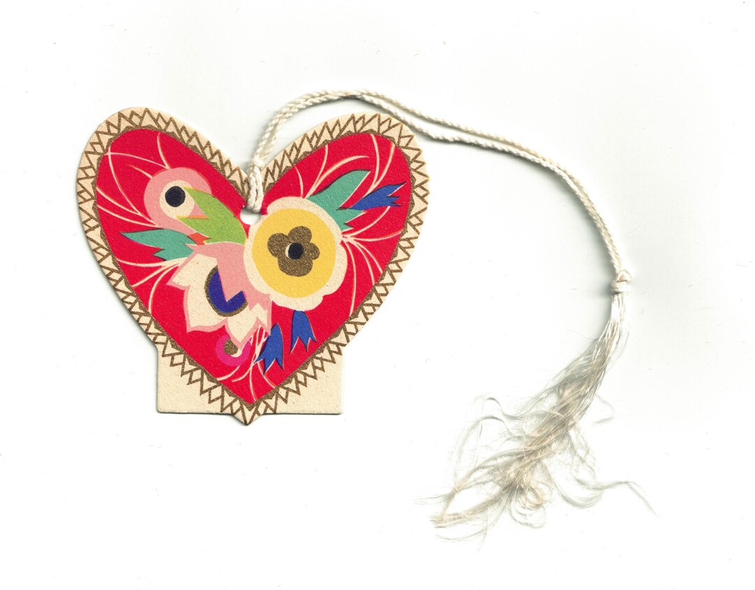 Small Vintage Bridge Tally Card, Valentine Heart With Art Deco Flowers ...