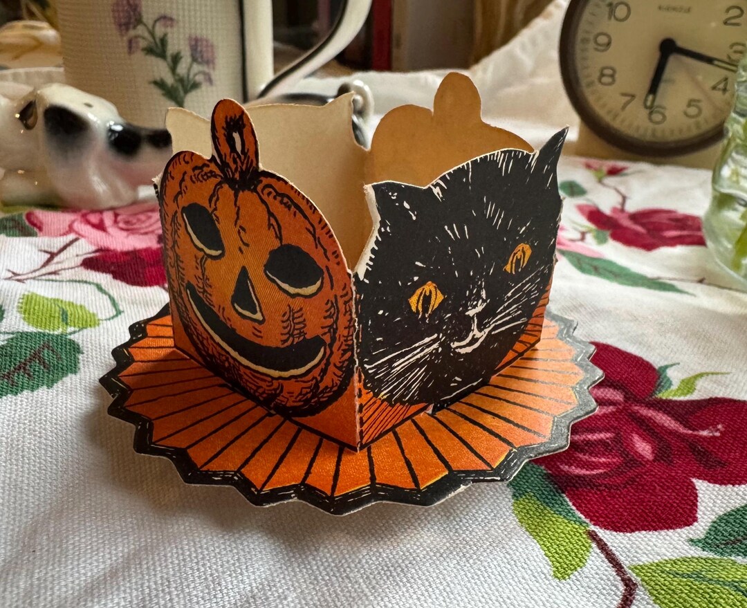 Vintage Halloween Nut Cup, Black Cats and Jack O' Lanterns, Beistle ...