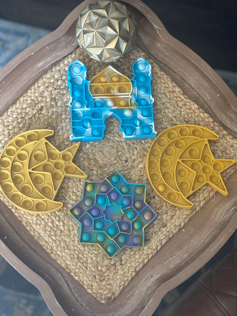 Islamic Fidget Toy Set | Mosque, Crescent Moon & Star, Geometric Star ...