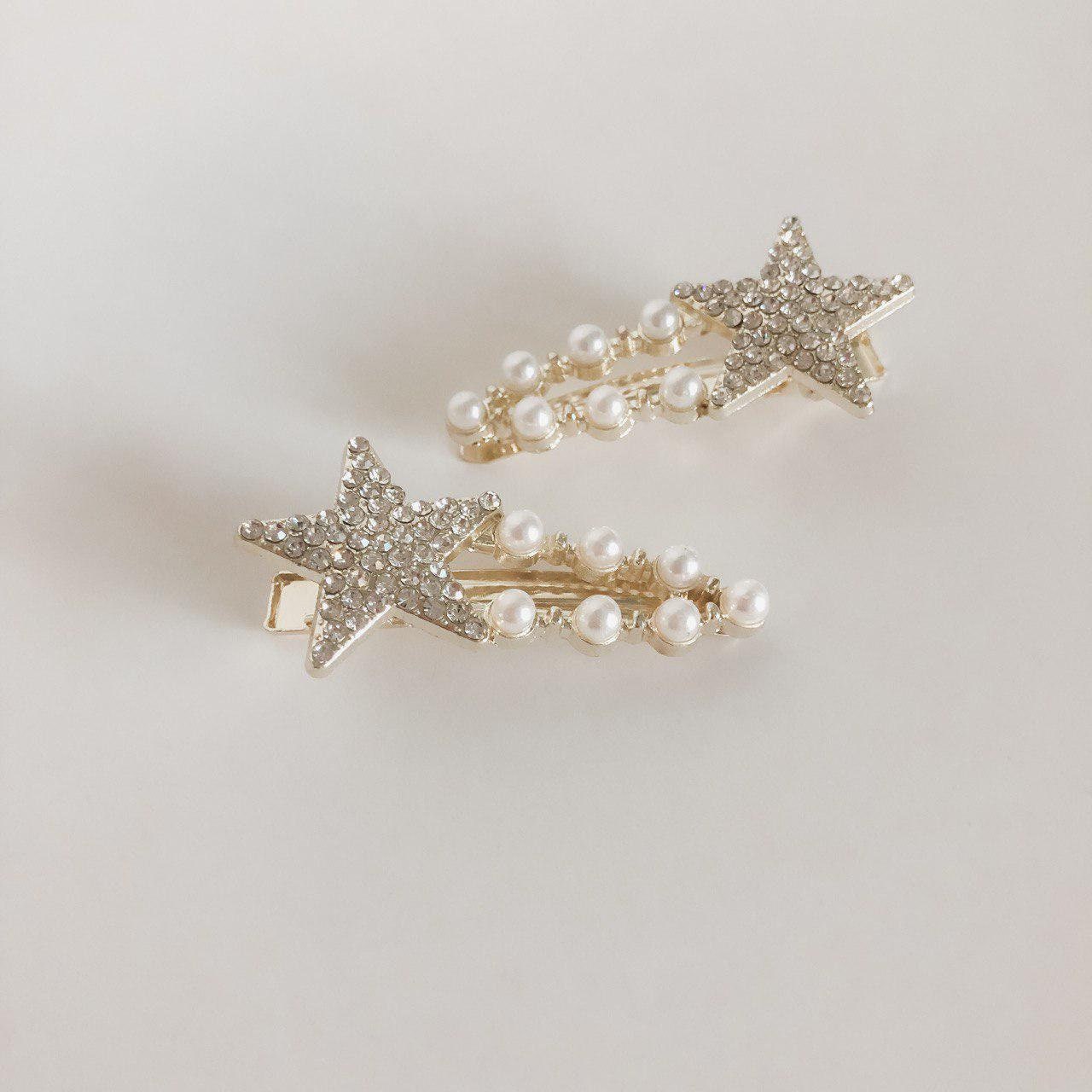 Set of Two Star Diamond Hair Clip for Girls, Pearl Clips, Hair Clips ...