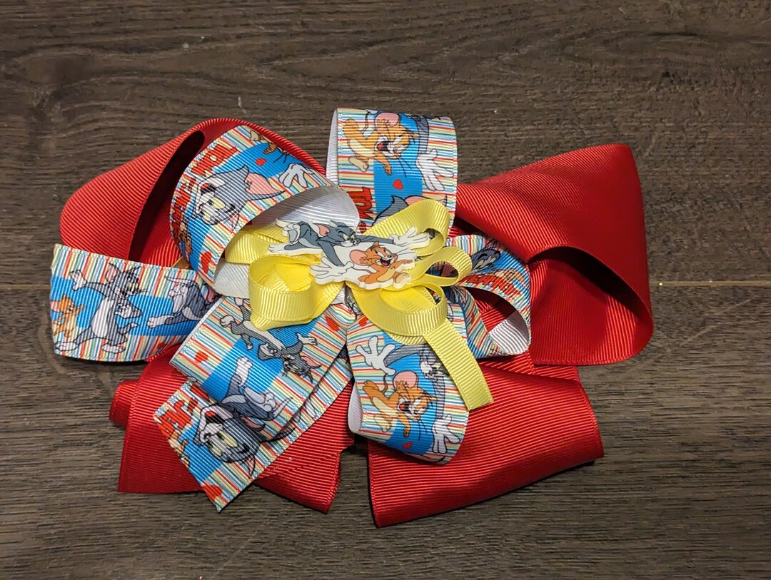 Cat and Mouse Bow, Tom and Jerry Inspired Hair Bow, Hair Bows, Bows - Etsy