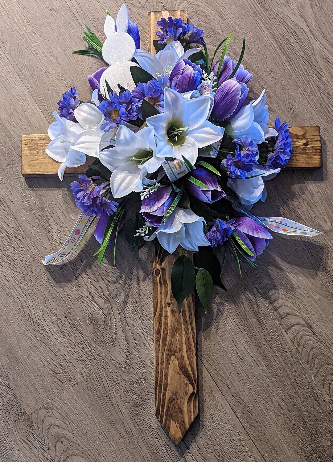 Easter Cross, Easter, Cemetery Cross, Cemetery Flowers, Wooden Cross ...