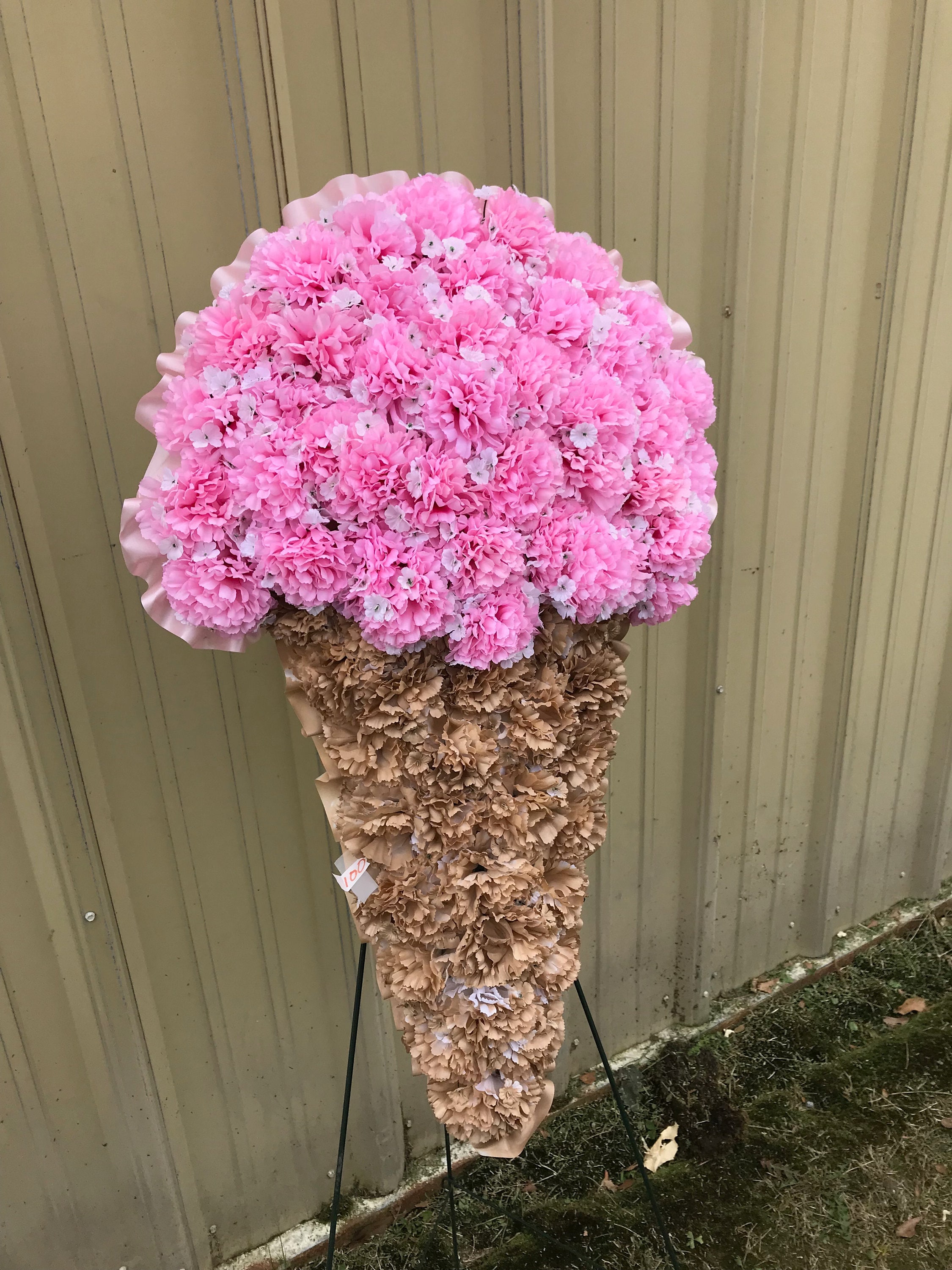 Silk Ice Cream Cone for the Cemetery, Funeral Flowers, Cemetery Flowers ...