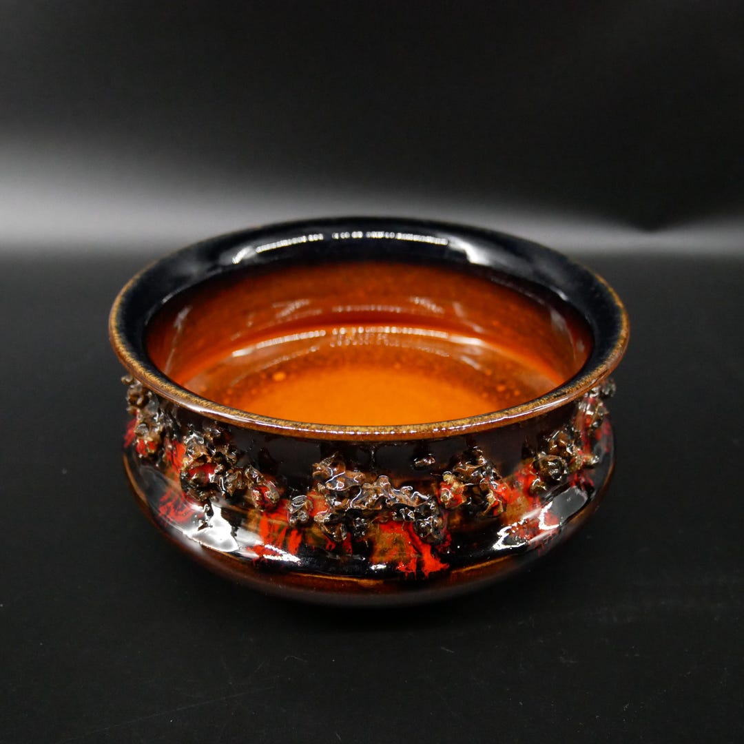 Mid Century Fat Lava Bowl Handmade in Iceland - Brutalist Brown and ...