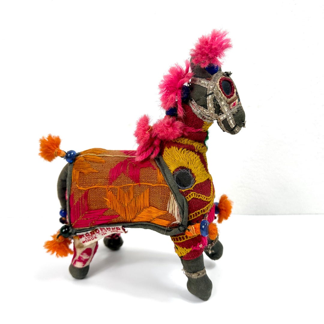 Vintage Rajasthani Indian Fabric Horse – Handmade Folk Art With ...