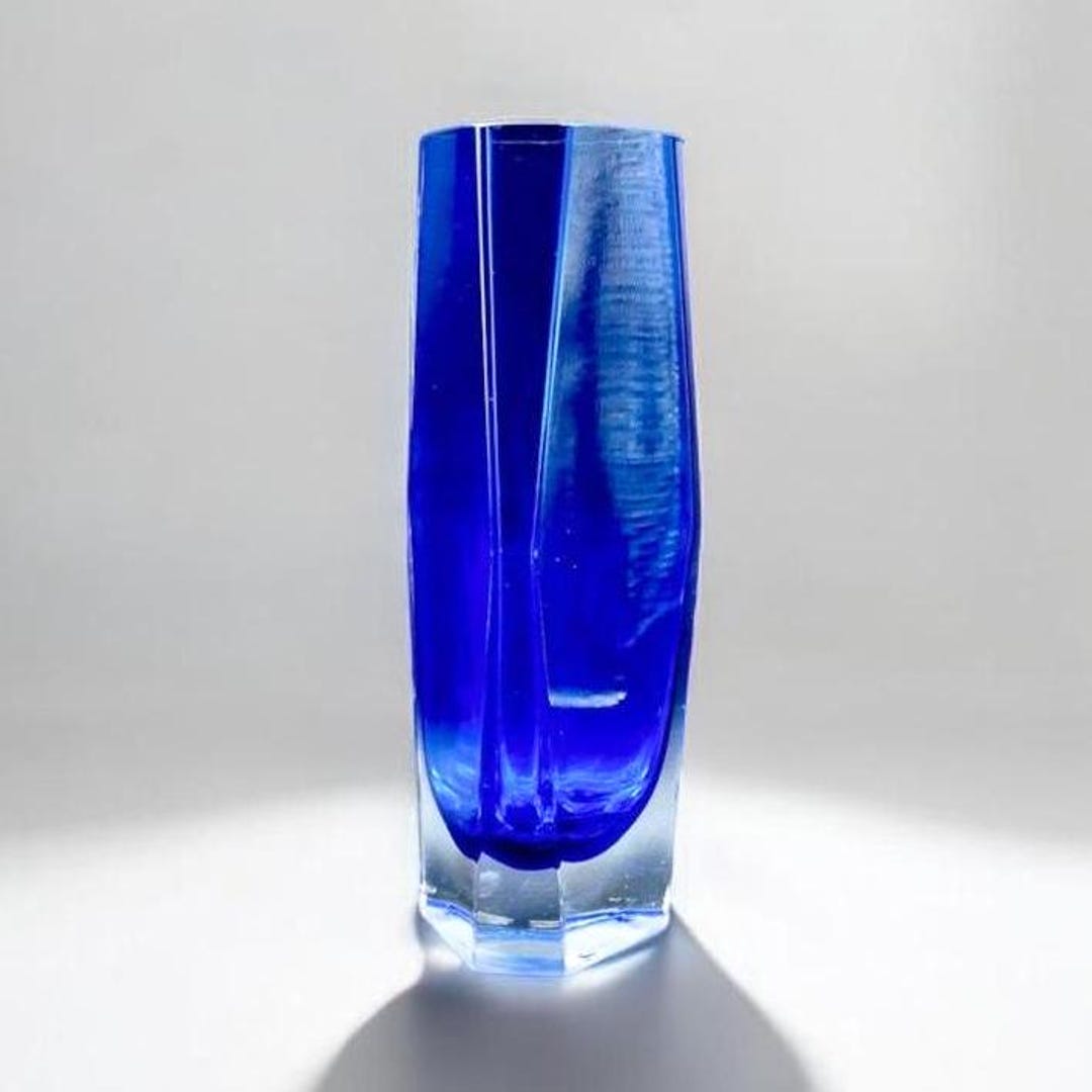 Vintage ASEDA Sommerso Glass Vase – 1960s Swedish Art Glass, Geometric ...