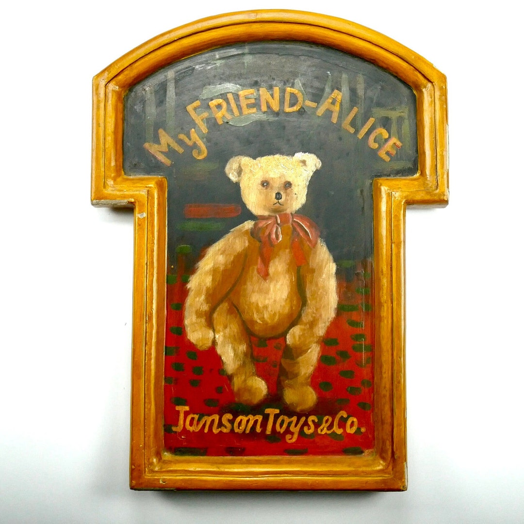 Vintage Oil Painting on Wood - Steiff Teddy Bear - Barbara Bukowski ...