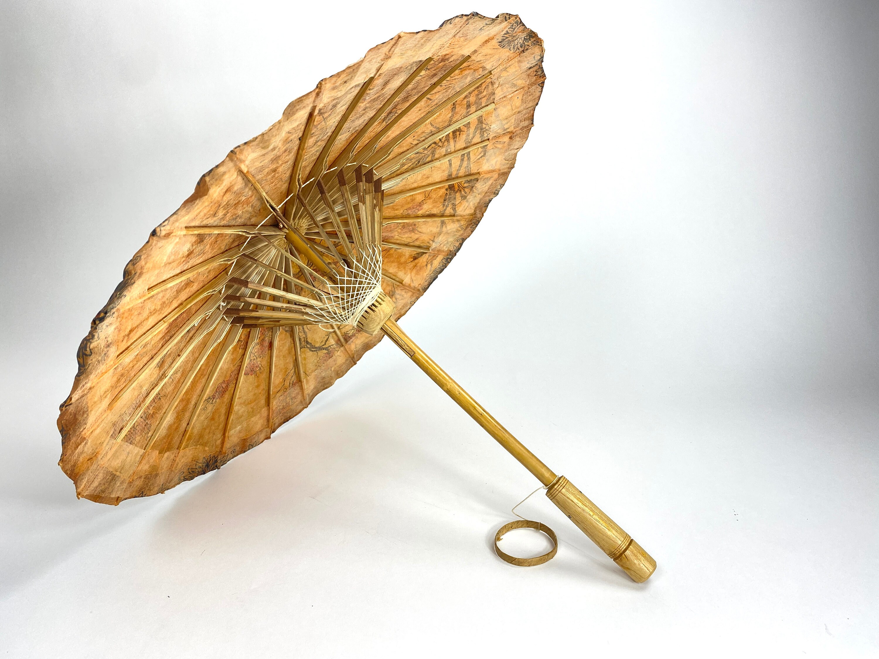 Vintage Japanese Bamboo Parasol Hand Painted 1960s Oriental - Etsy