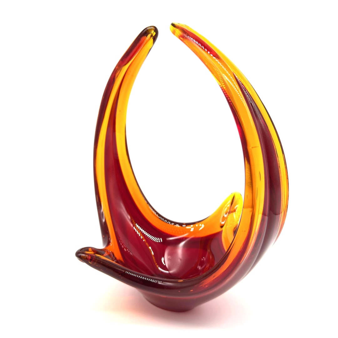 Vintage Murano Style Spanish Glass Sculpture – Viartec Selenium Red ...